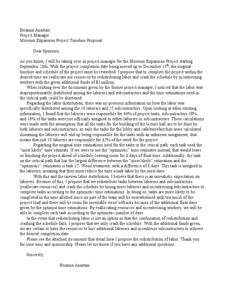 Museum Expansion Project Proposal Letter | PDF