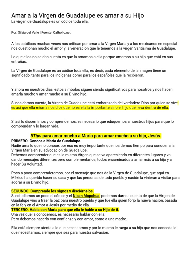 El L Nican Mopohua y Los Simbolos de La Imagen de Sta. María de Gpe ...