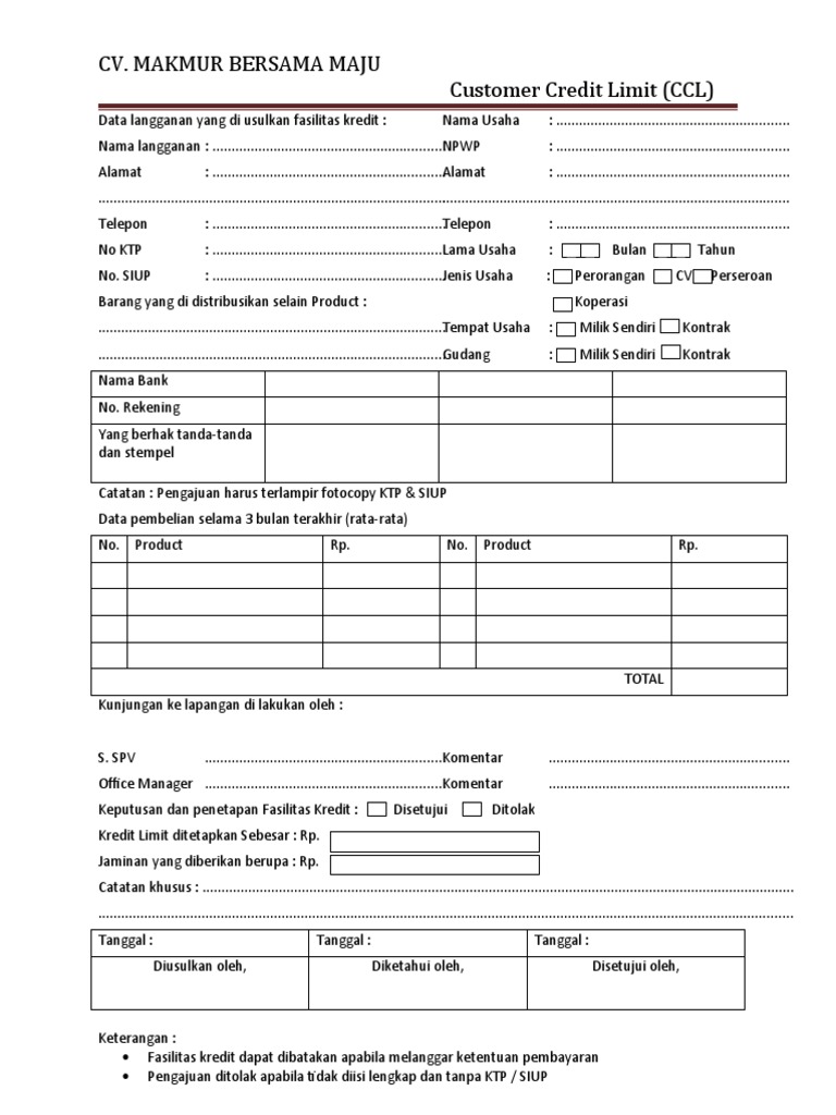 Customer Credit Limit Asli | PDF