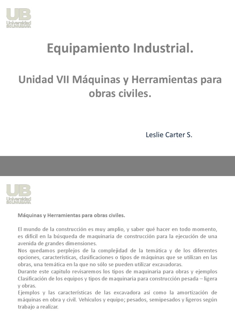 Unidad VII Máquinas y Herramientas para Obras Civiles. | PDF ...