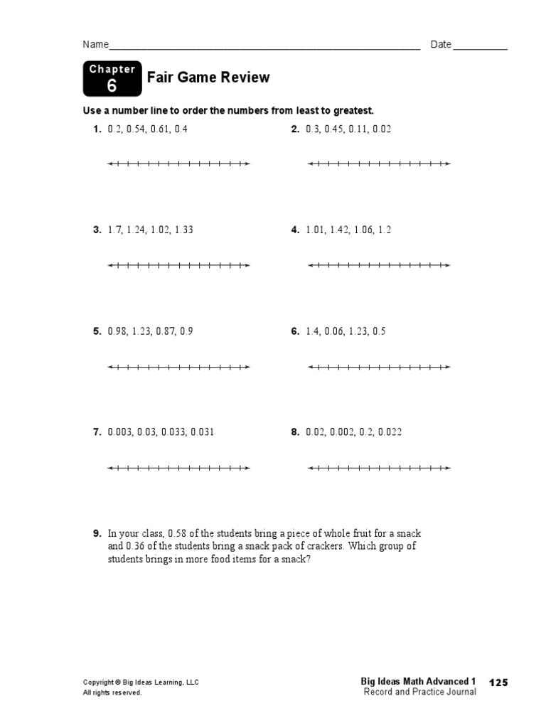Big Idea 6th Grade Math Chapter 6 | PDF | Numbers | Temperature