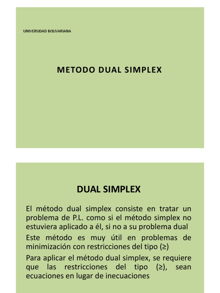 Método Dual Simplex en Programación Lineal | PDF | Matemáticas ...