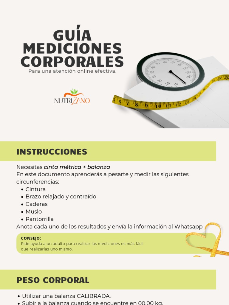 Guía Mediciones Corporales | PDF | Codo | Hombro