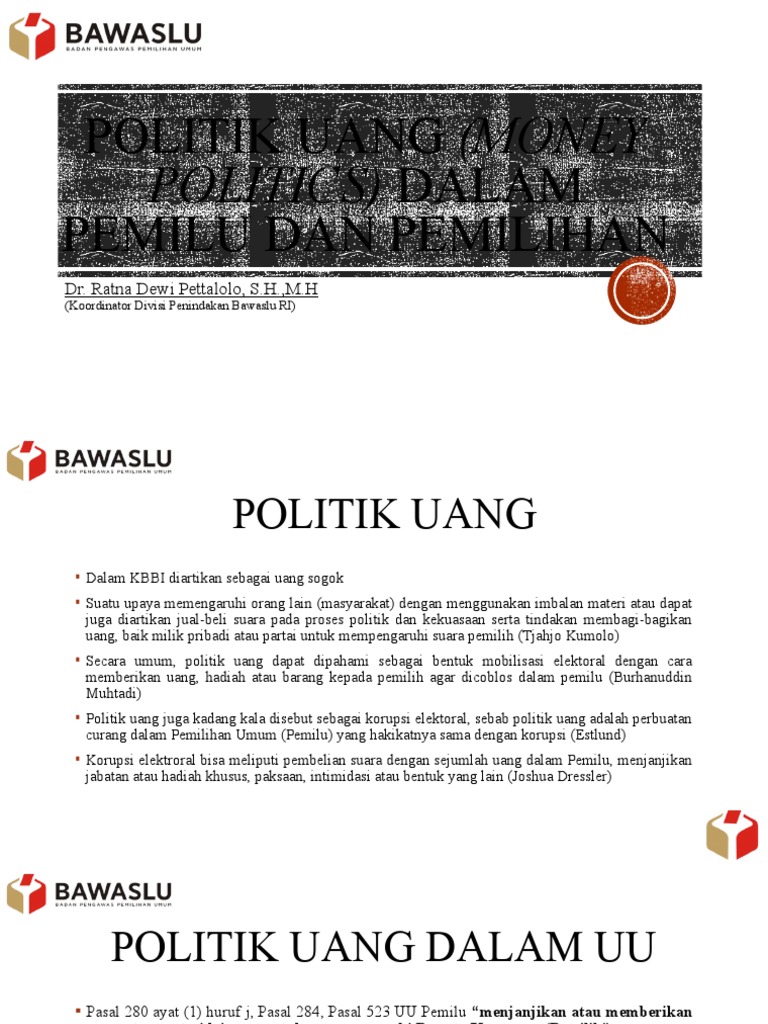 Politik Uang dalam Pemilu dan Penanganannya | PDF | Hukum