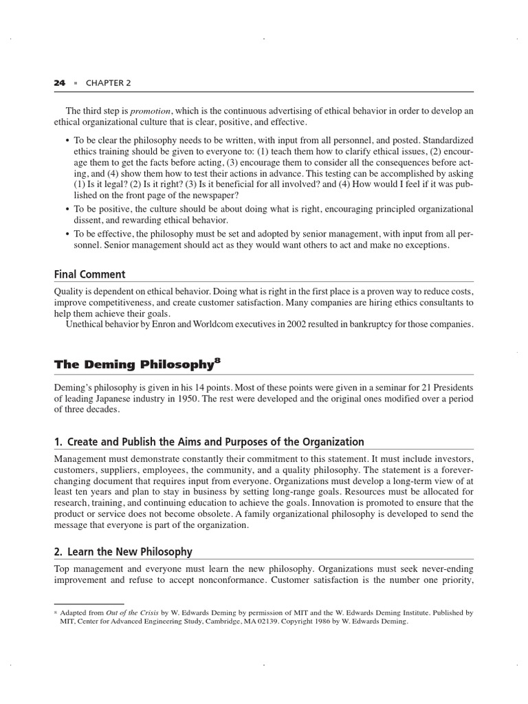 Deming Philosophy | PDF | Goal | Leadership