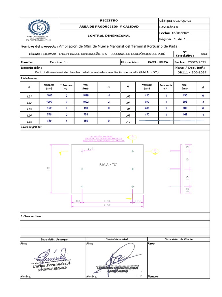 001 SGC-QC-03 Control Dimencional | PDF