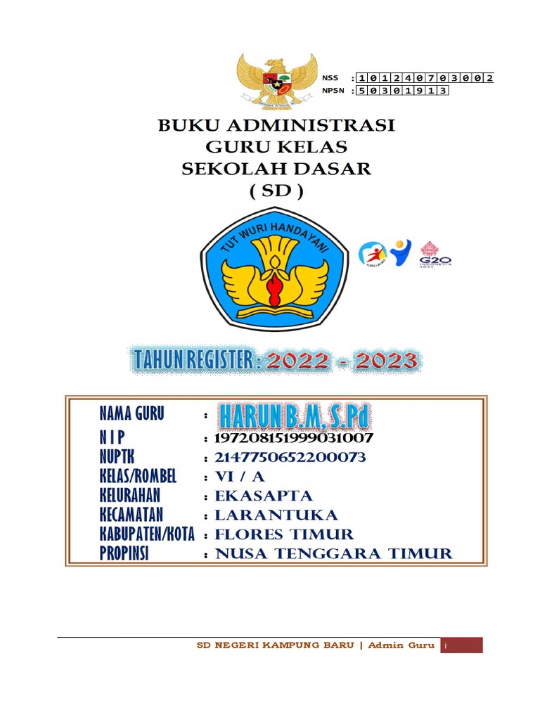 Buku Administrasi Guru Kelas SD Kurikulum Merdeka | PDF