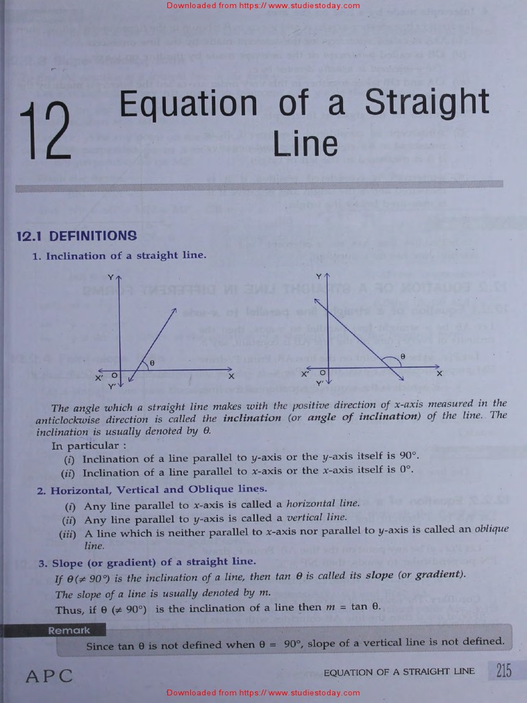 ICSE Class 10 Maths Chapter 12 Equation of A Straight Line | PDF