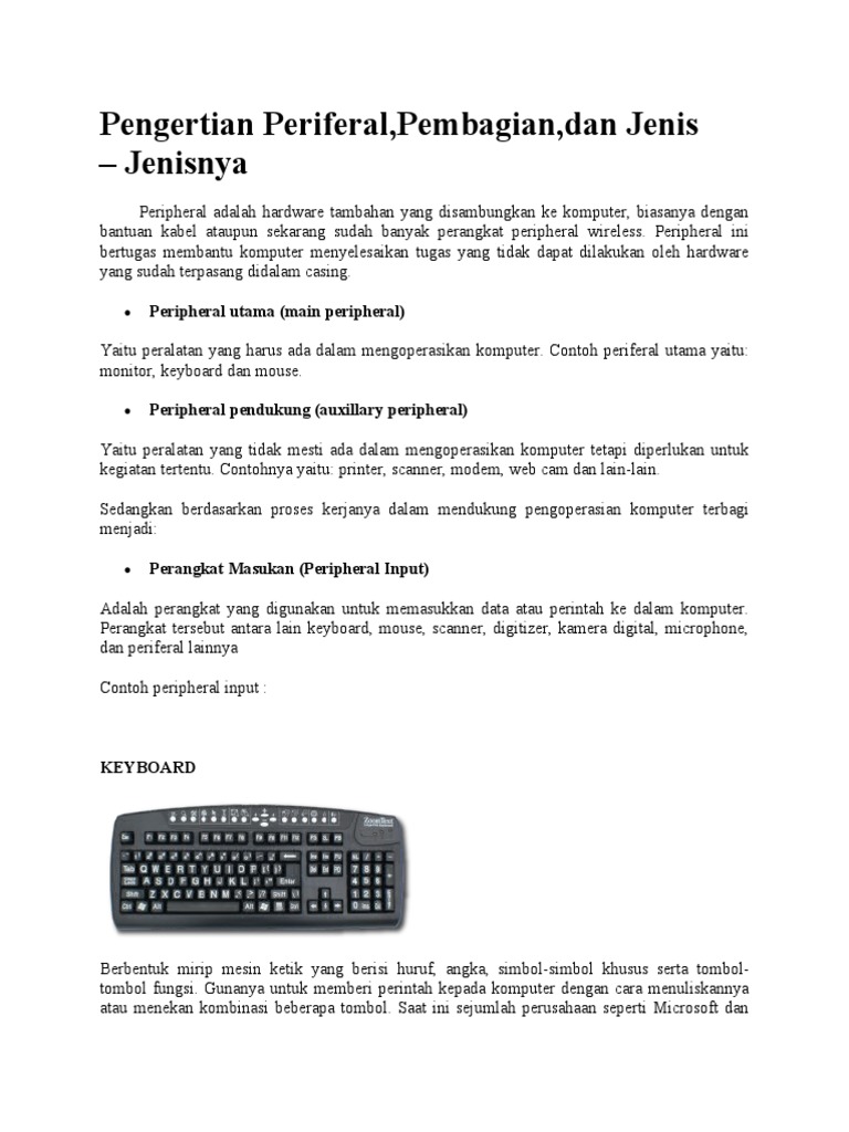 Sistem Komputer Bab 2 A Pengertian Periferal | PDF