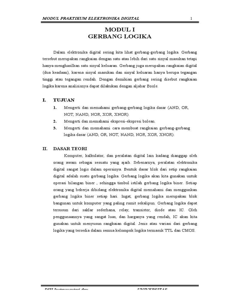 Modul I Gerbang Logika | PDF