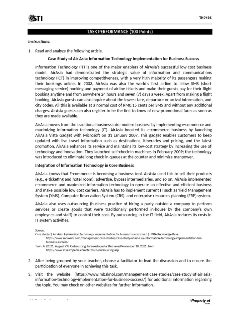 08 Task Performance 1 - ARG | PDF | Low Cost Carrier | Business