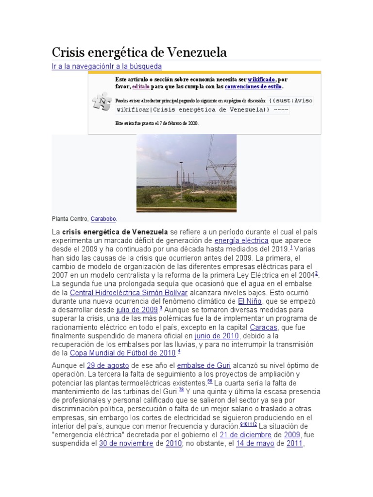 Causas de la crisis energética en Venezuela | PDF | Venezuela