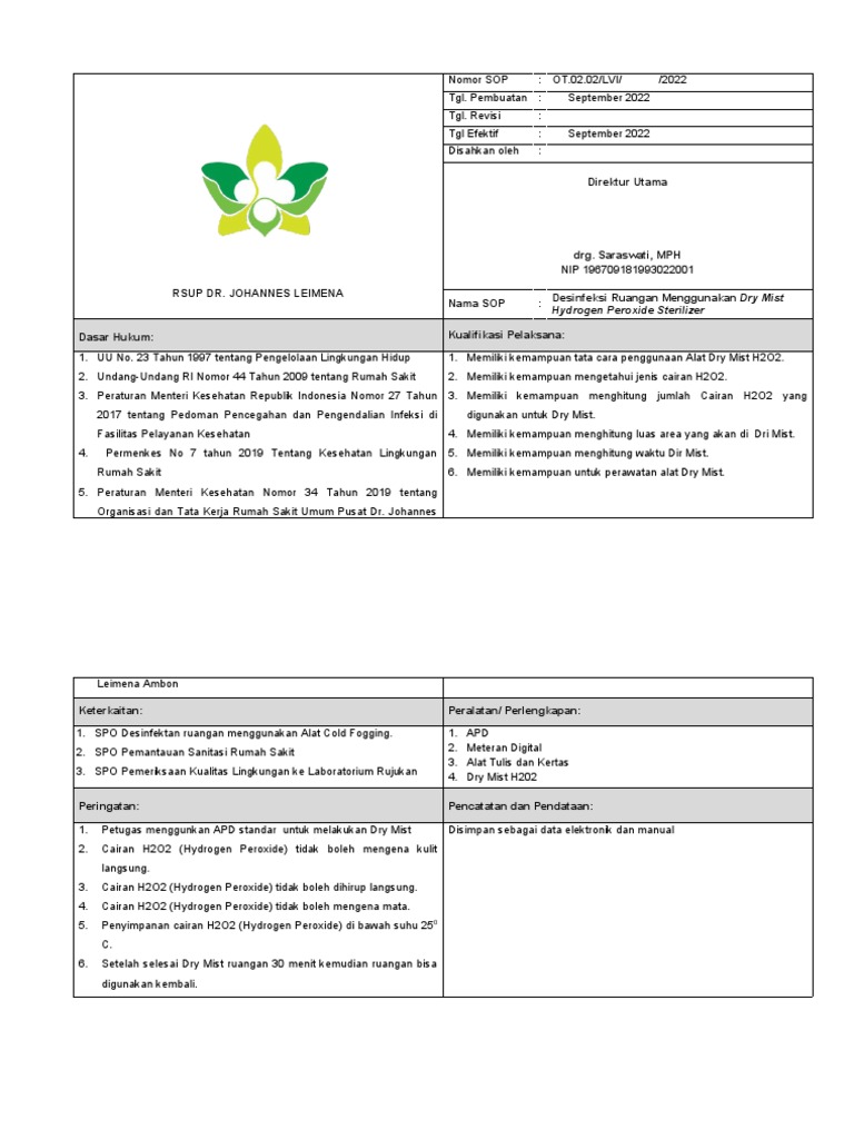 Sop Dry Mist H2o2 | PDF