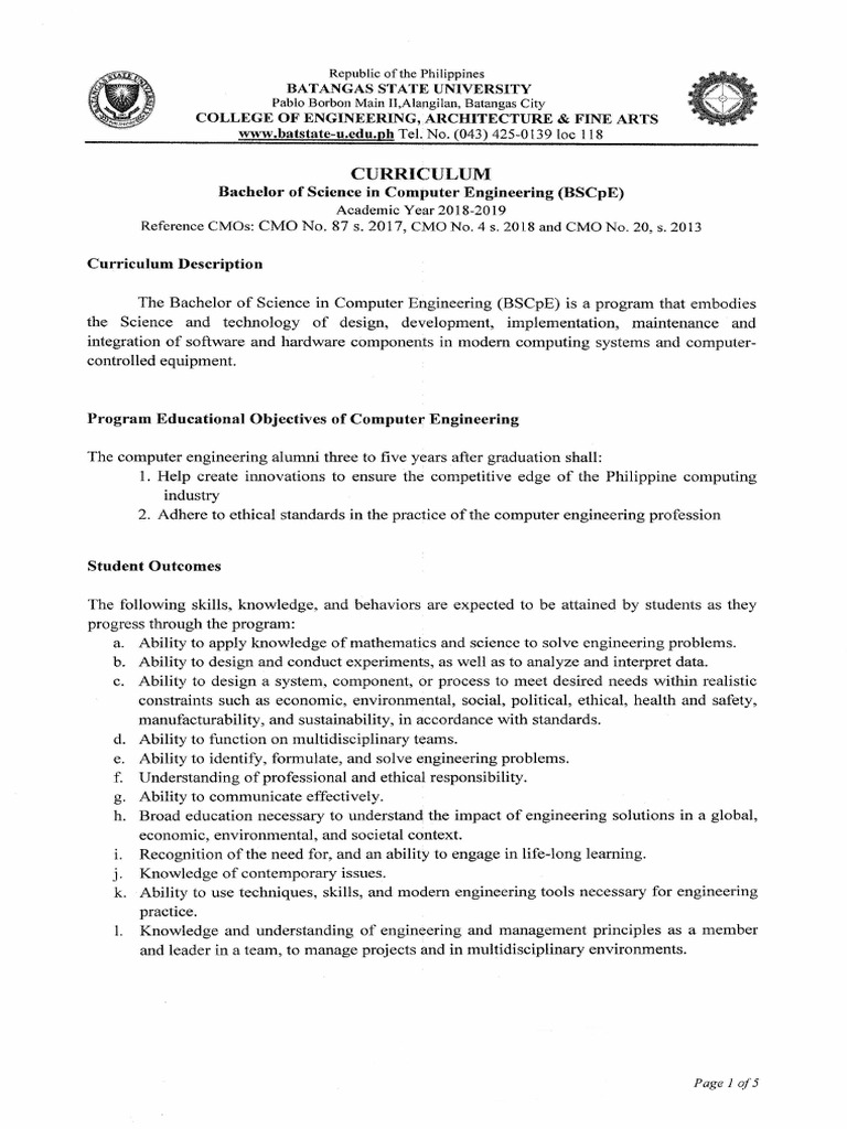 Bachelor of Science in Computer Engineering BS CpE | PDF