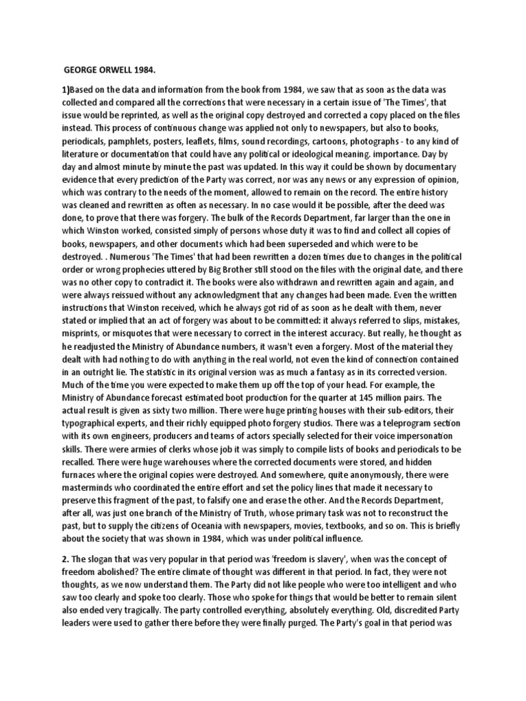 George Orwell 1984-Task | PDF