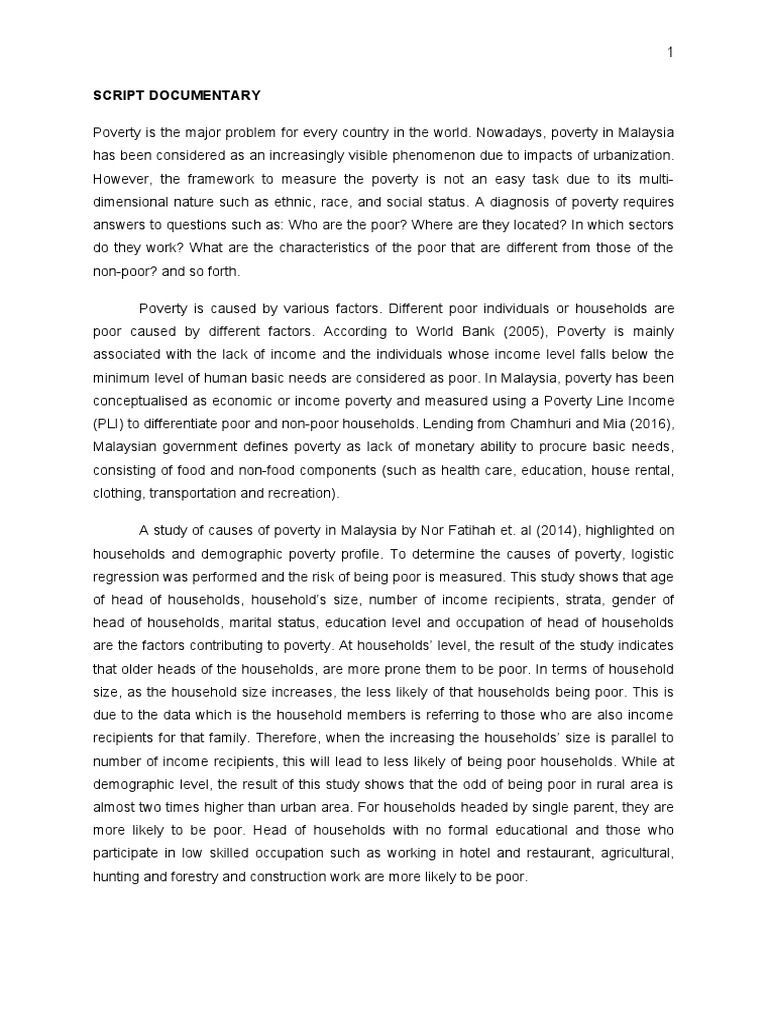 Script Documentary | PDF | Poverty | Poverty & Homelessness