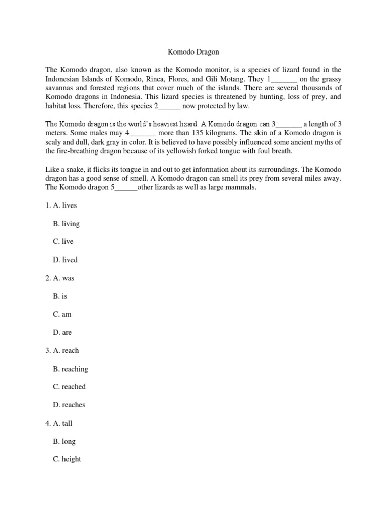 Factual Report Text Exercise | PDF | Komodo Dragon | Lizard