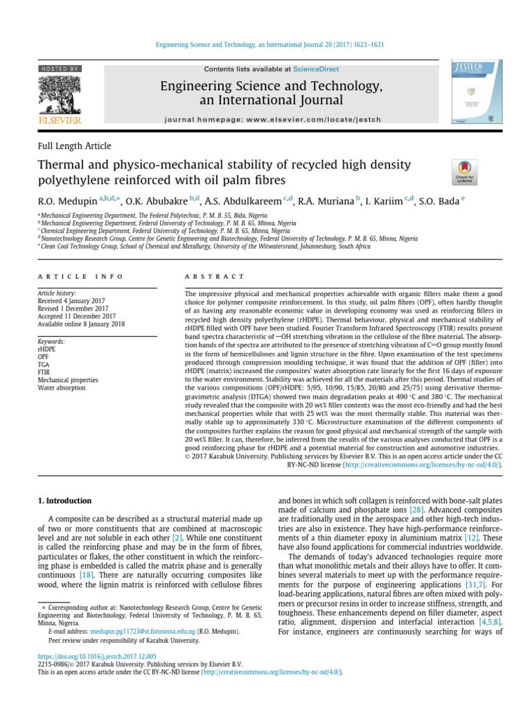 Thermal and Physico Mechanical Stability of Re - 2017 - Engineering ... Thermal and Physico Mechanical Stability of Re - 2017 - Engineering ...