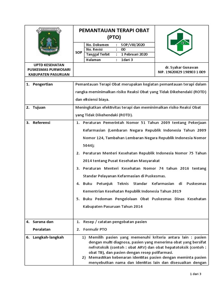 SOP PT Obat | PDF