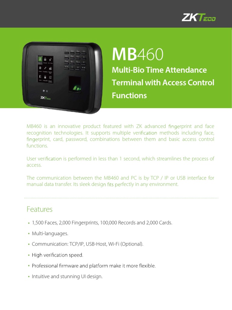 MB460 Datasheet | PDF | Access Control | Usb