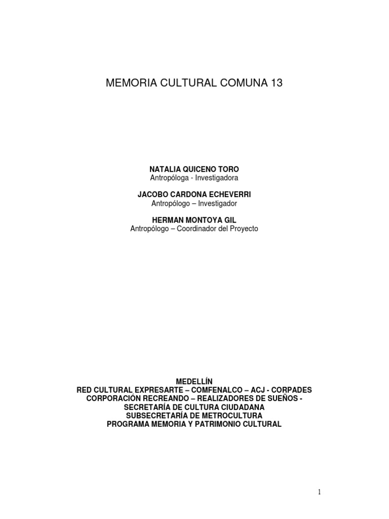 Comuna 13 1 | PDF | Memoria | Ciudad