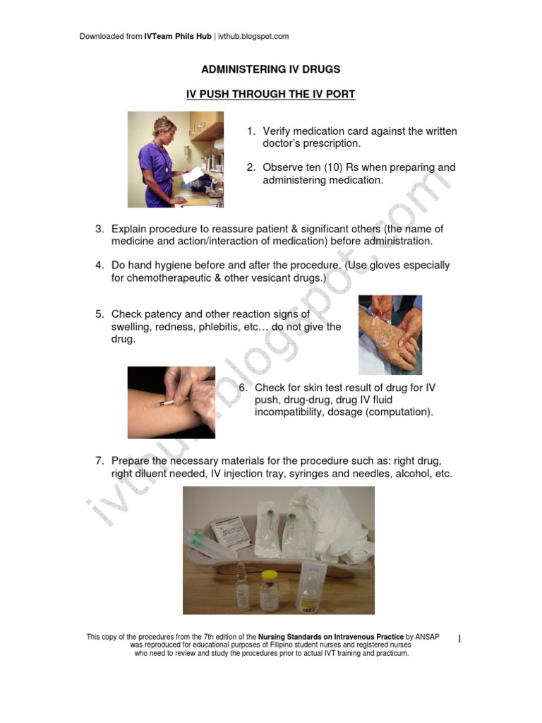 IV Push Through IV Port | PDF | Intravenous Therapy | Pharmacology