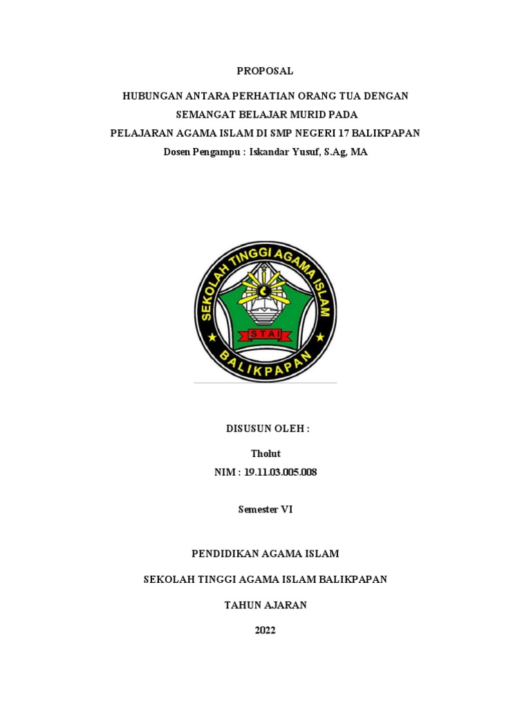 Hubungan Antara Perhatian Orang Tua Dengan Semangat Belajar Murid Pada Pelajaran Agama Islam Di ...