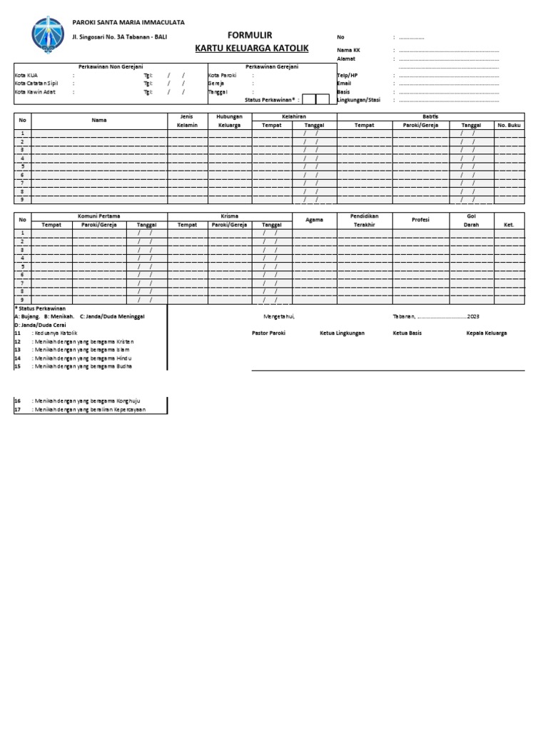 Form KK Katolik | PDF