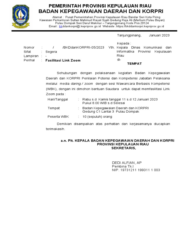 Surat Ke Kominfo 2023 | PDF