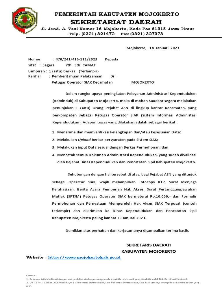 Permintaan Data Operator Siak | PDF | Komputer