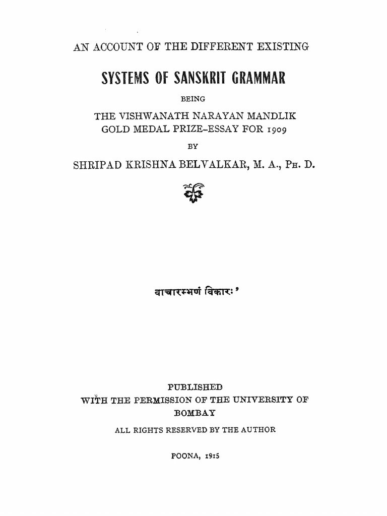 Systems of Sanskrit Grammar | PDF
