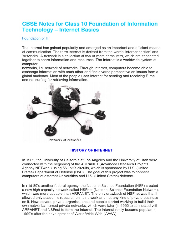 Class 10 Computer Chapter 1 Internet Basics Notes | PDF | World Wide ... Class 10 Computer Chapter 1 Internet Basics Notes | PDF | World Wide ...