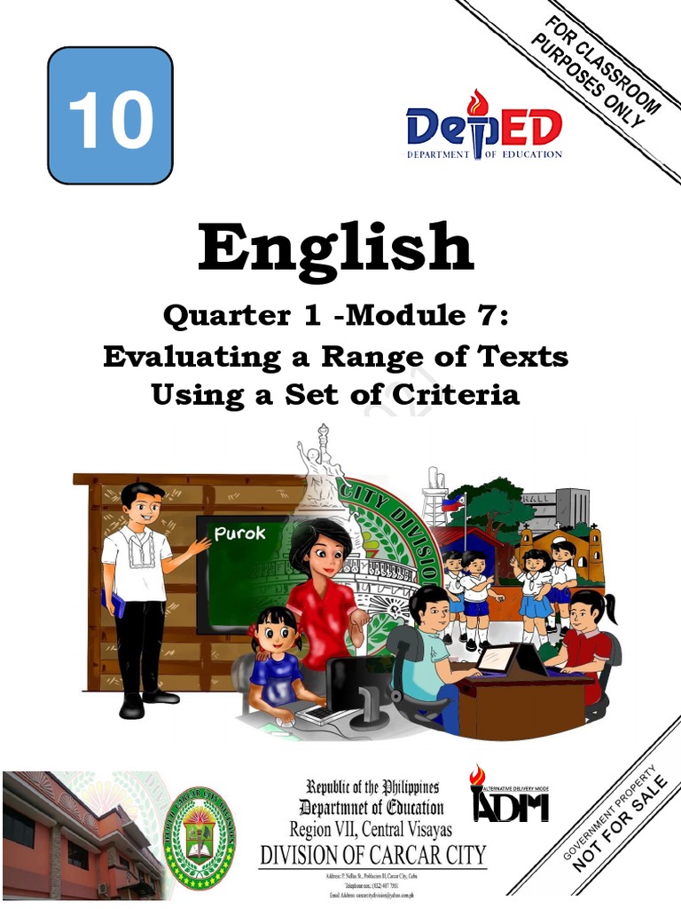 English-10 SLM Q1 M7 L1 CC V2.0 Released26Oct21 | PDF | Reason | Learning
