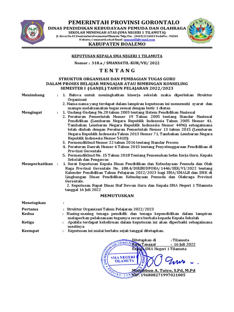 SK PEMBAGIAN TUGAS Ganjil 2022-2023 | PDF