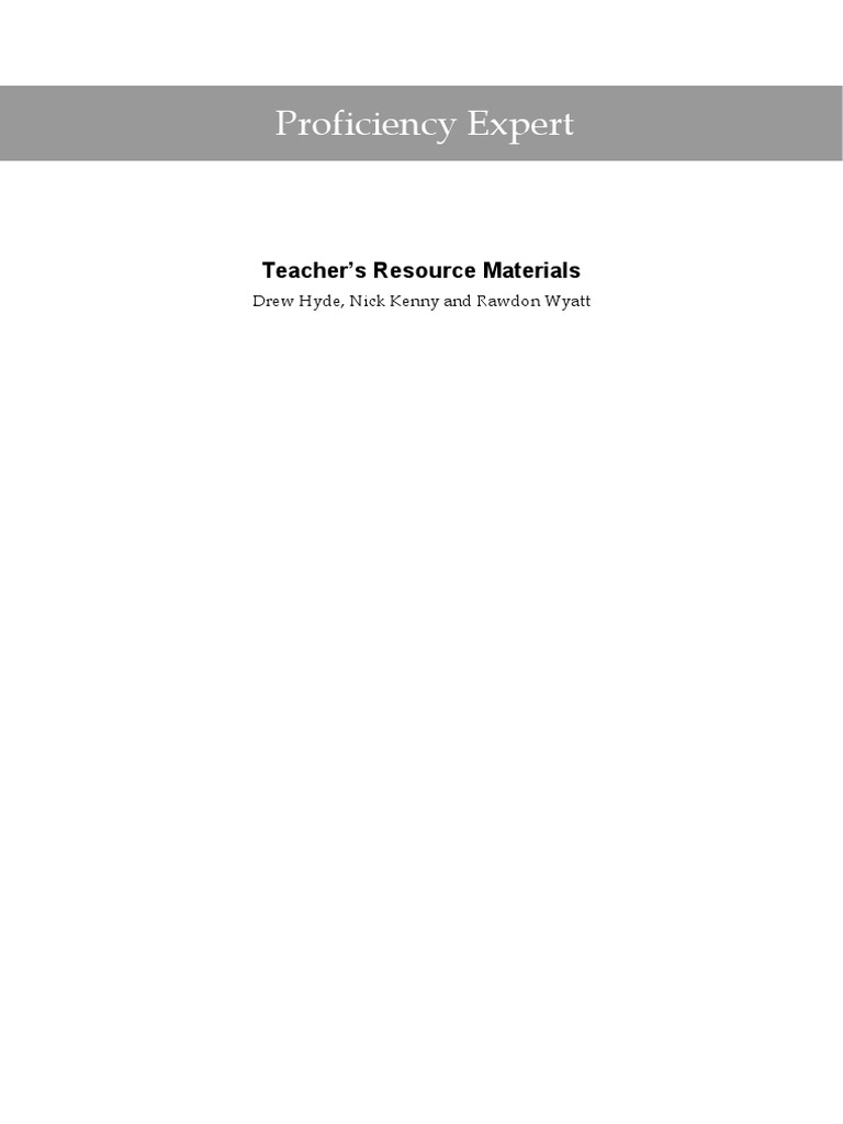 Proficiency Expert Teacher Resources | PDF