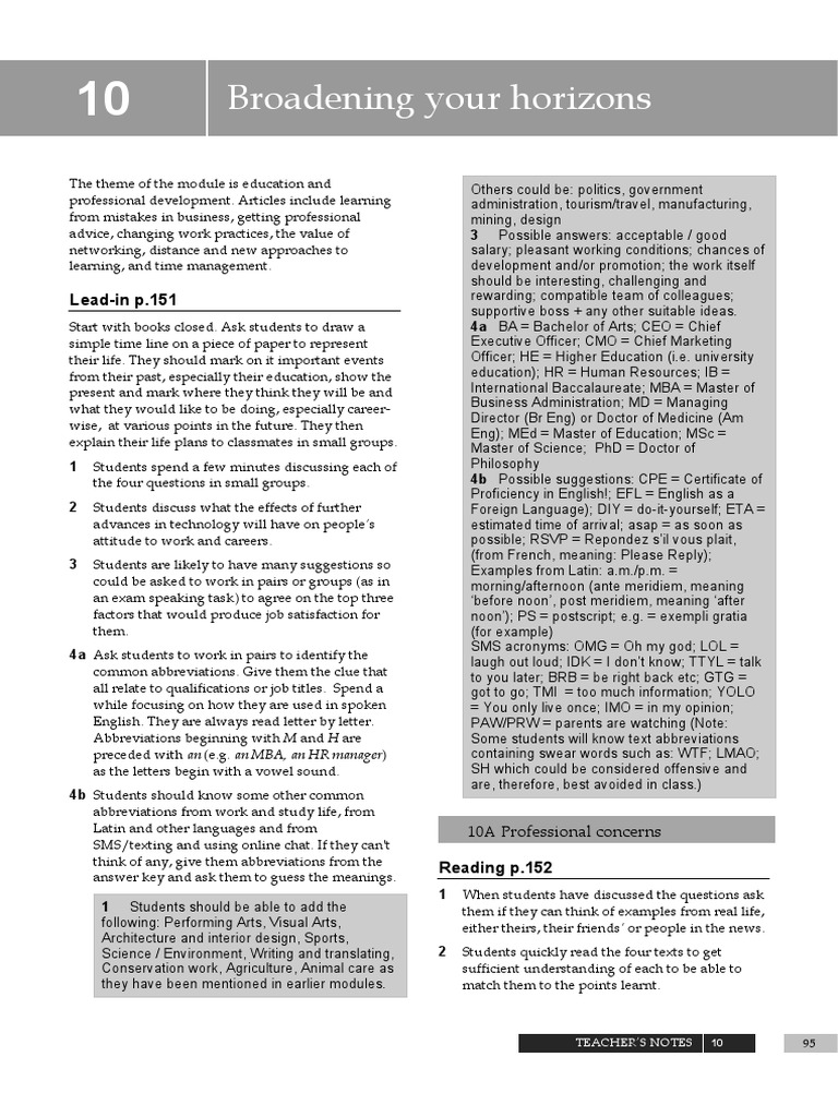 Teachers Notes Module10 | Download Free PDF | Word | Phrase