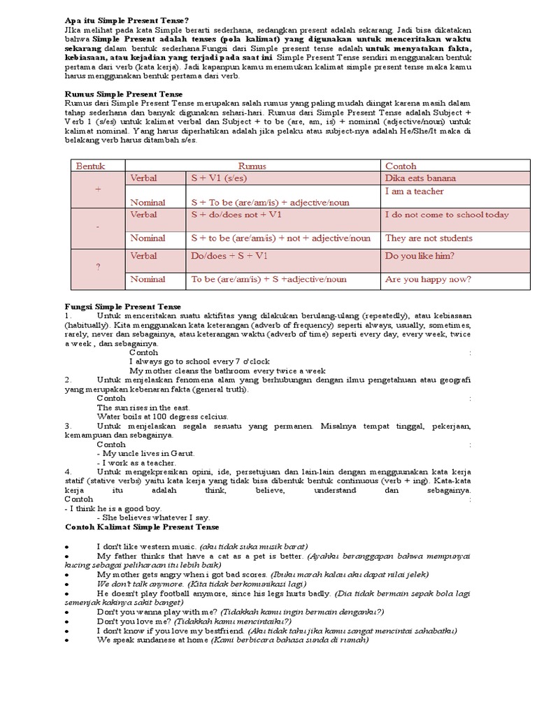 Apa Itu Simple Present Tense | PDF Apa Itu Simple Present Tense | PDF