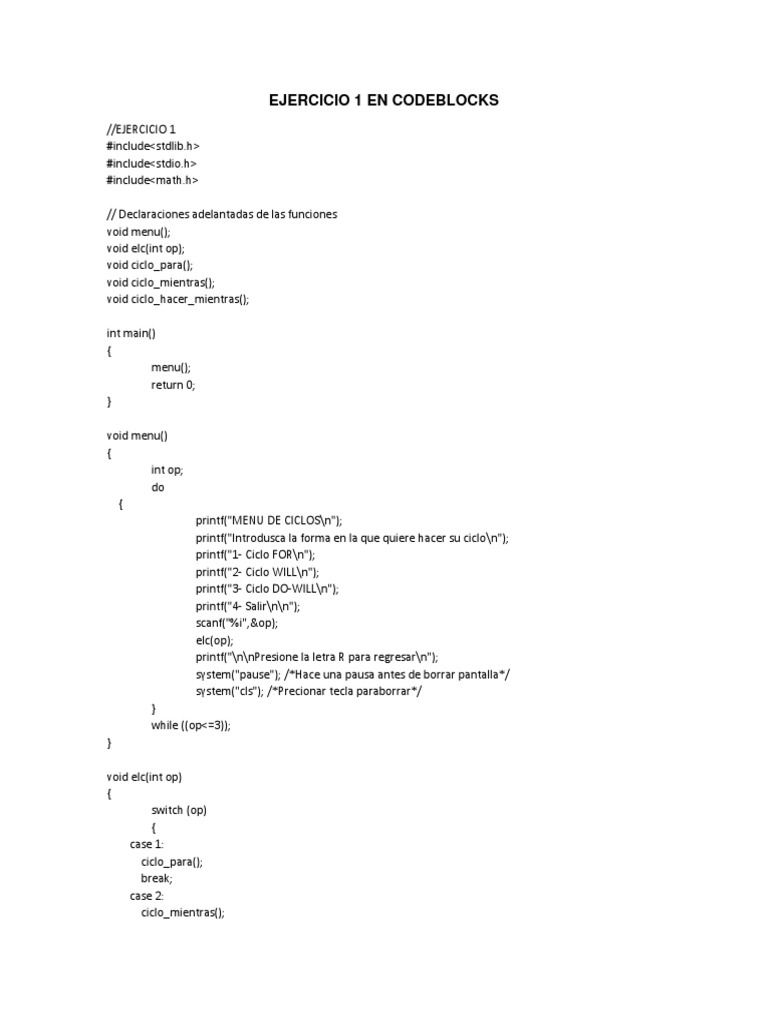 Ejercicio 1 en Codeblocks | PDF | Informática | Ingeniería Informática