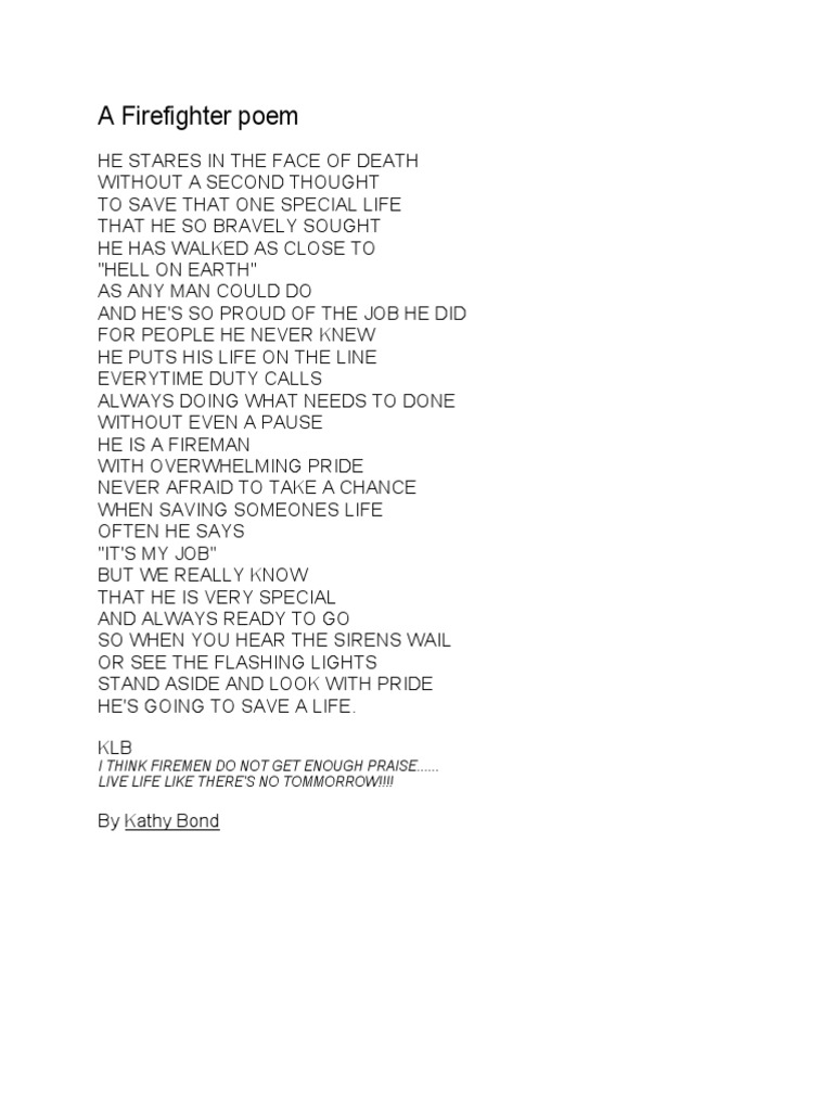 A Firefighter Poem | PDF