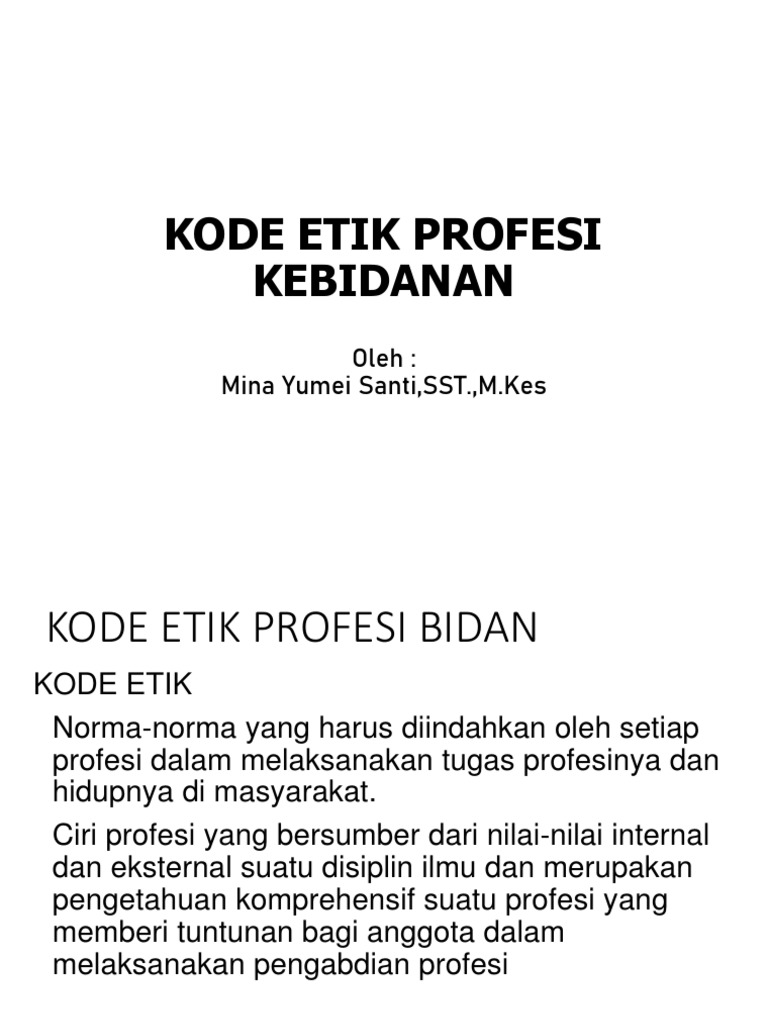 Kode Etik Profesi Kebidanan | PDF