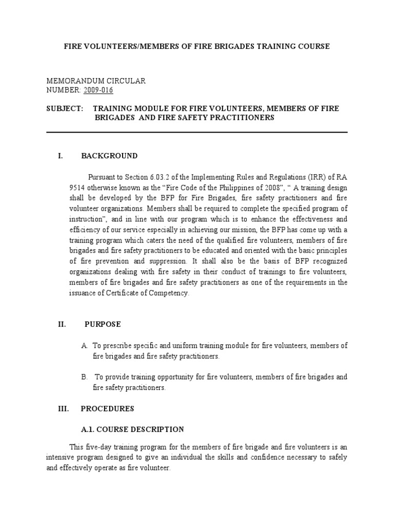 Training Module For Fire Volunteers Members of Fire | Download Free PDF ...
