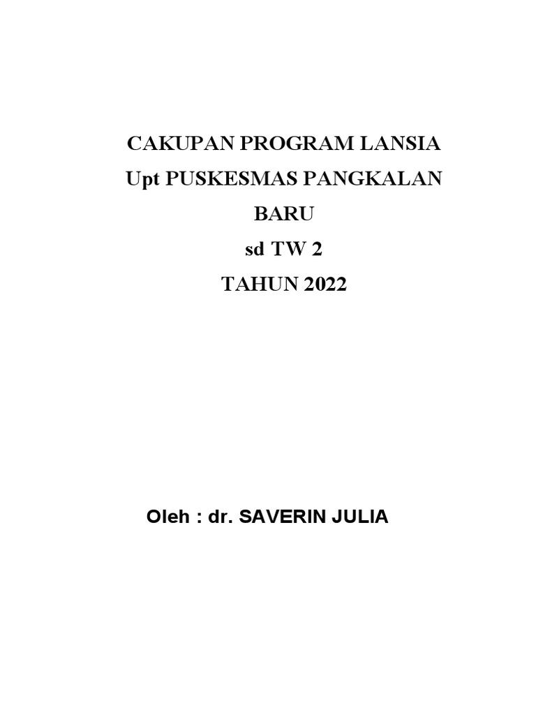 Cakupan Program Lansia Tahun 2022 | PDF