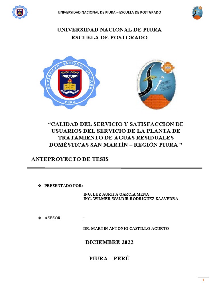Anteproyecto - Garcia Mena - Rodriguez Saavedra | PDF | Agua | Tratamiento de aguas residuales