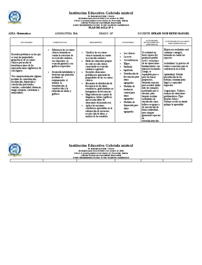 Tercer Periodo Periodo Matematicas 10° | PDF