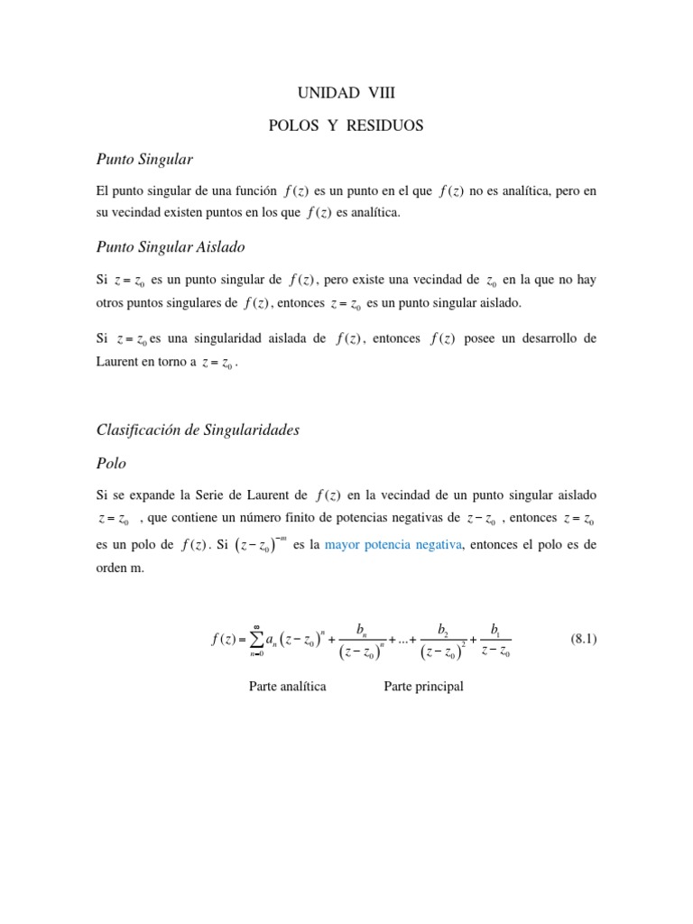 Fórmula del Residuo en Polos | PDF | Integral | Conceptos matemáticos