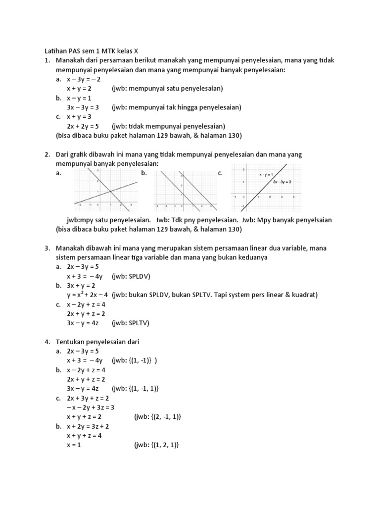 Latihan PAS Sem 1 MTK Kelas X | PDF