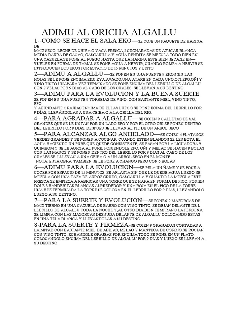 Adimu Al Oricha Algallu | PDF | Maíz | Cocina de las Americas