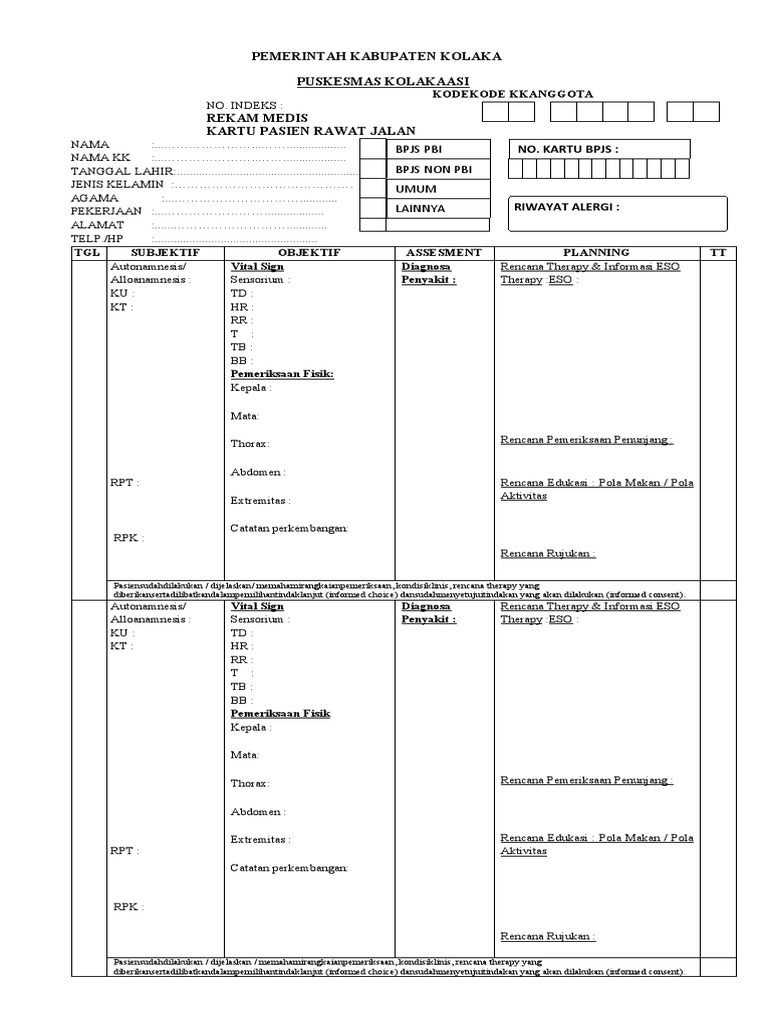 Rekam Medik Pasien Umum | PDF