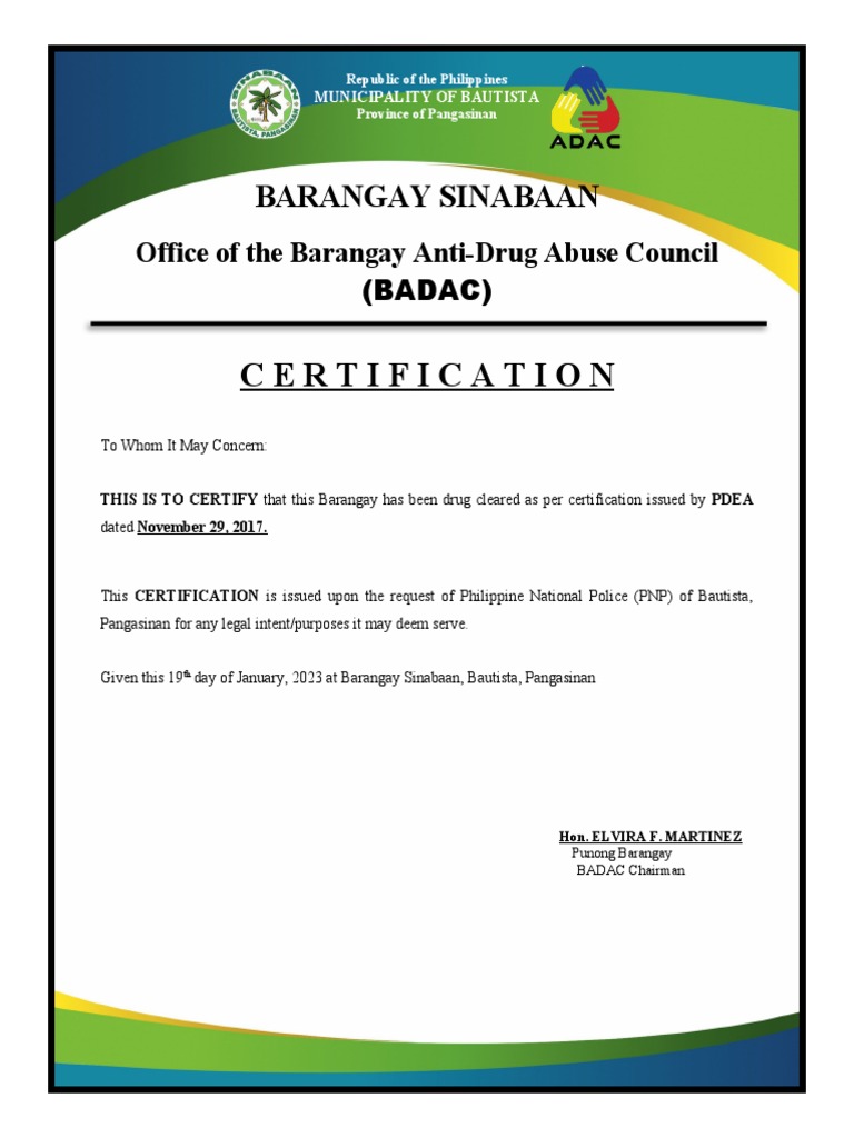 BADAC Cert. | PDF