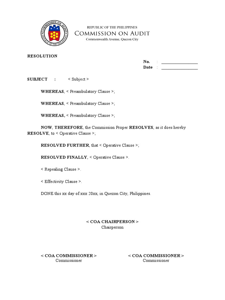 Resolution Template for Official Use | PDF